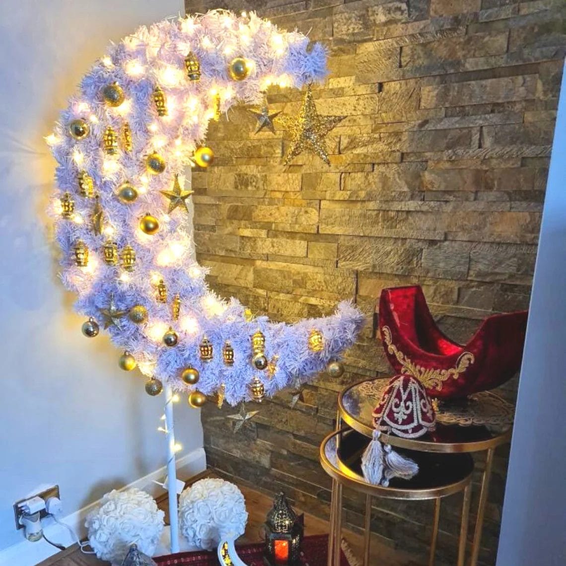 5ft Eid Moon Tree & LED Lights - Peacock Supplies